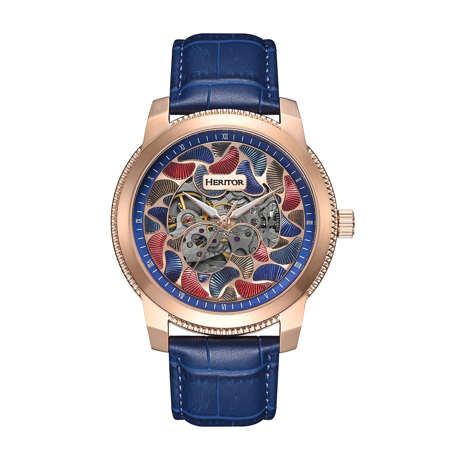 HERITOR Emmanuel Automatic 10ATM WR Multicolor Dial - Rose Gold Case M ...
