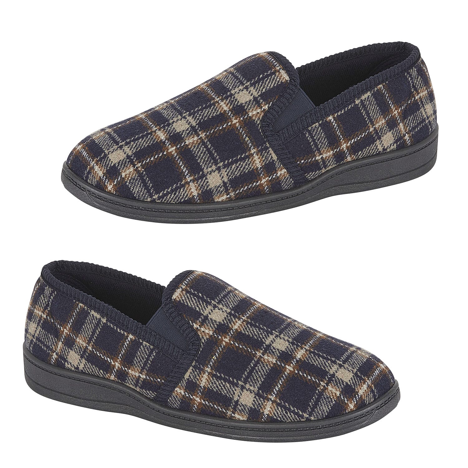 Jo-Joe Carl Mens Checked Slip-On Slippers – Idealworld