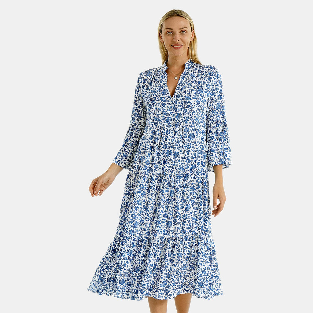 & Maisi Womens Abstract Bohemian Pattern V-Neck Midi Dress – Idealworld